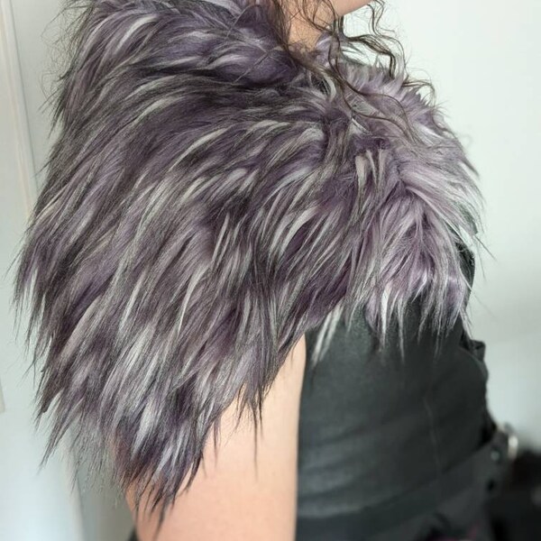 Blue Black Wolf Fur Mantle, Leather Strap Barbarian Fur Collar ...