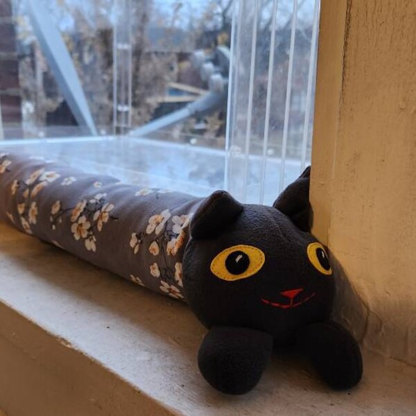 Window Stopper Light Gray Melange With a Cat Face Energysaving Draft ...