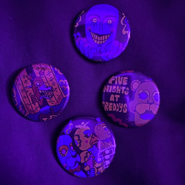 4 Pack Retro Style FNAF Button Pins ( 37 Mm ) - Etsy