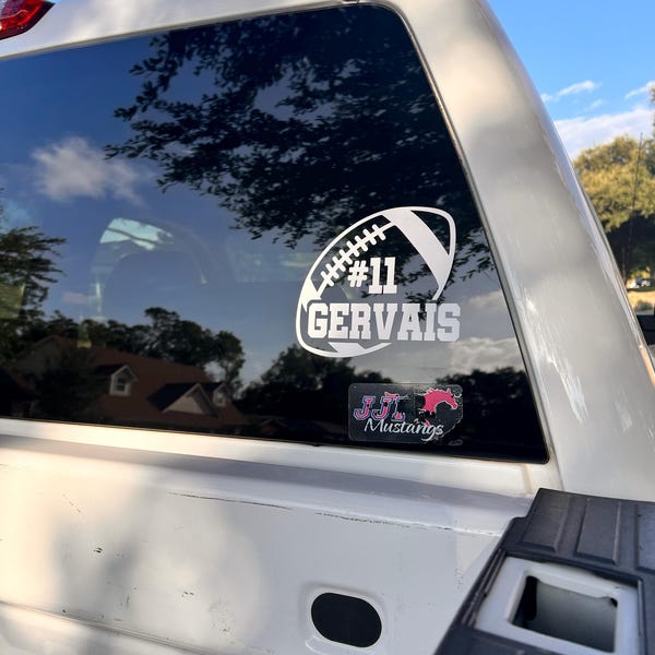 Football Decal Sticker With Name and Number | Football Name Decal ...