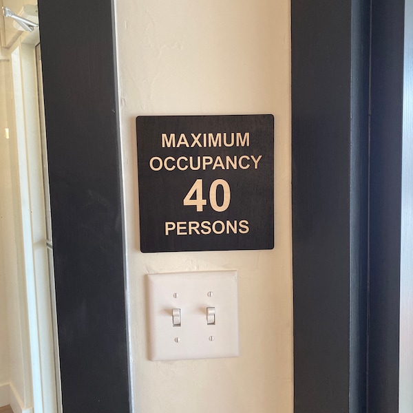 Modern Wood Maximum Occupancy Sign - 7" X 7" Size - ADA Braille ...