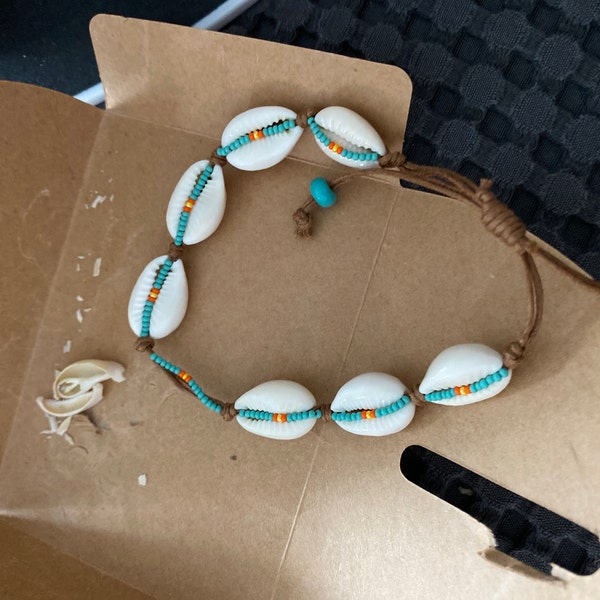 Glass Beads & Cowrie Shells and Puka Shell Beads Necklace, Shell Choker ...