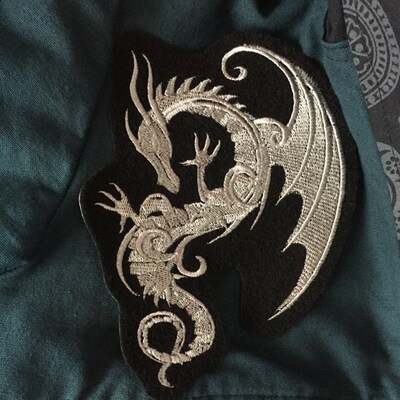 Dragon Patch, Baroque Dragon, Medieval Dragon, Iron on Patch, Gothic ...