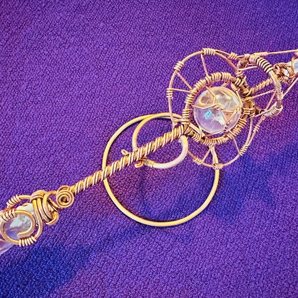 Smokey Lemurian Crystal Copper Wand With Magnets, Natural Gem Crystal ...