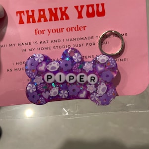 Custom Resin Pet ID Tags With Letter Beads Personalized Key - Etsy