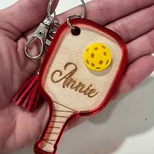 Pickleball Keychain or Bag Tag, Engraved With Name and Saying - Etsy