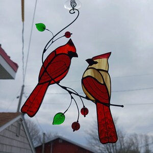 Cardinal Stained Glass Window Hangings Christmas Gifts Stained - Etsy