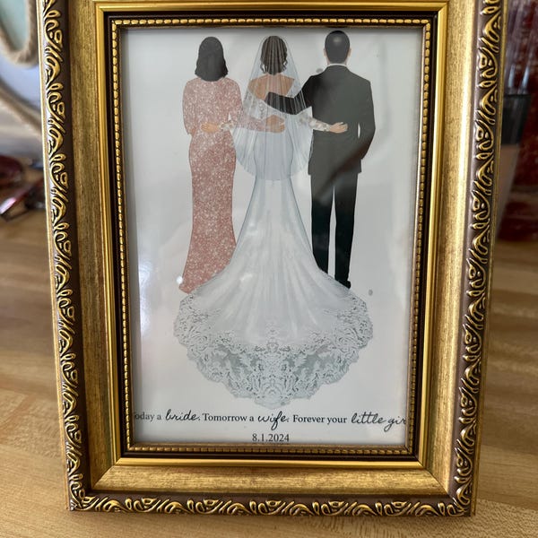 Personalized Bride and Parents Portrait Art PRINT | Mother & Father of ...