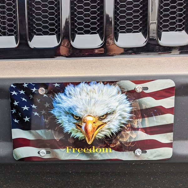 Personalized Custom Freedom Novelty Front License Plate - Eagle- Flag ...