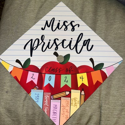 Grad Cap Topper Teacher, Graduation Cap for Teachers, Elementary ...