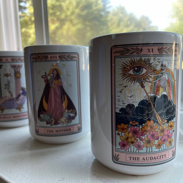 Audacity Tarot Card Mug, Occult Skeleton Tarot Card Coffee Mug, the ...