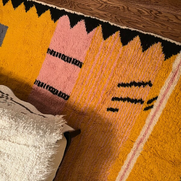 CUSTOM Moroccan Handmade Carpet , Black and White Beni Ourain Rug ...