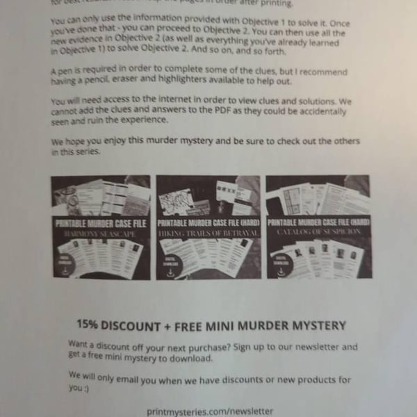 Printable Murder Mystery Case File - Digital Download, Detective True ...