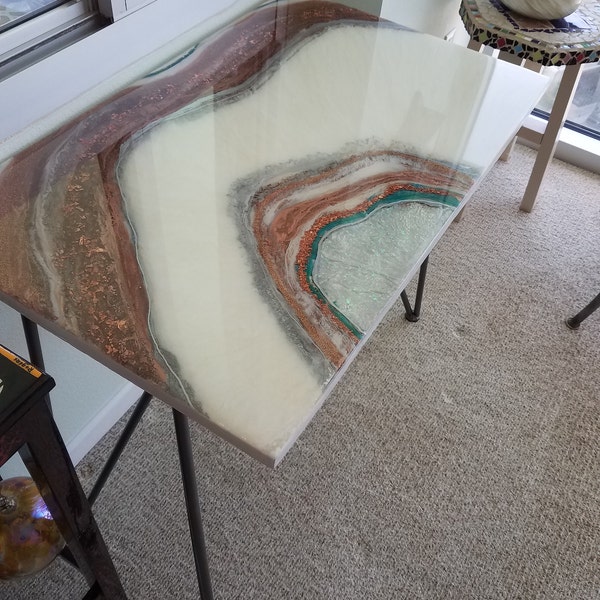 Geode Table Custom Made Art Slice Resin Epoxy Living Room Decor Unique ...