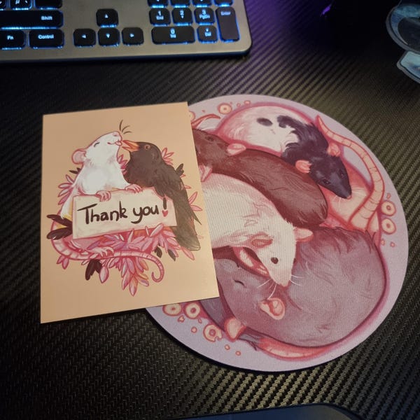 Mouse Pad - Rat Cuddle Puddle - Computer Mat - Desktop Mousepad - Desk ...