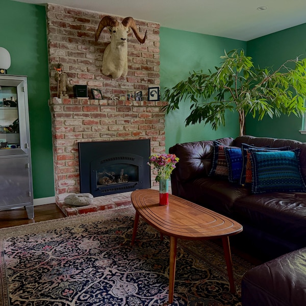 Wooden Oval Coffee Table Side Table, Rustic Mid Century Center Table ...