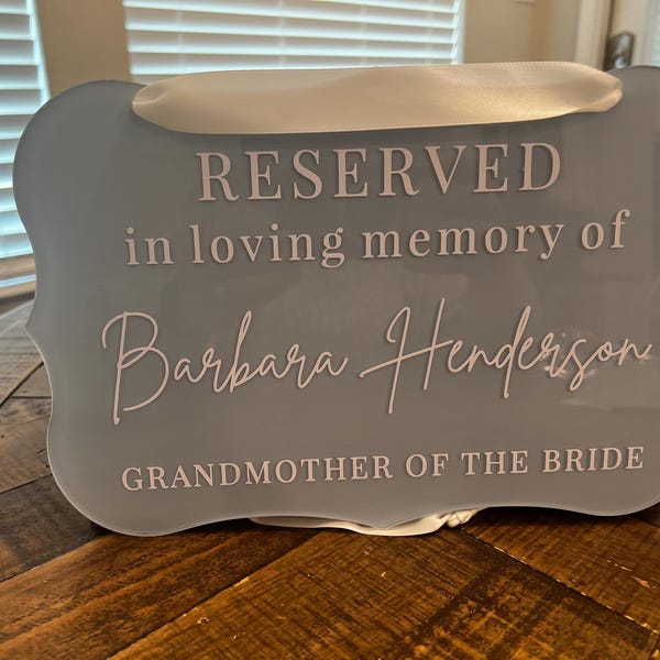 Reserved in Loving Memory Wedding Sign, Reserved Seat Sign, This Seat ...