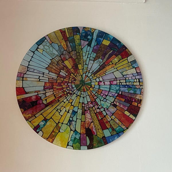 Tempered Glass Wall Art-stained Round Wall Art Gift-circle Wall Art ...