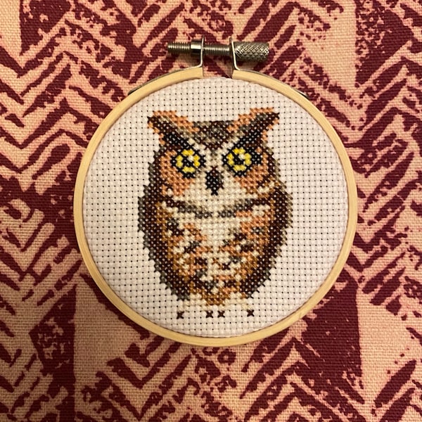 Great Horned Owl Cross Stitch Pattern PDF - Great Horned Owl Embroidery ...