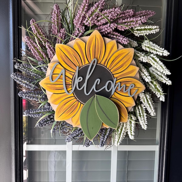 Handmade Sunflower Welcome Sign, Sunflower Lover, Sunflower Door Hanger ...