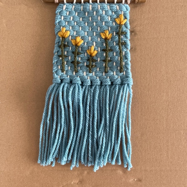 Flower Tulip Woven Embroidered Macrame Wall Hanging Decor - Handmade Fiber Art - Nursey Living ...