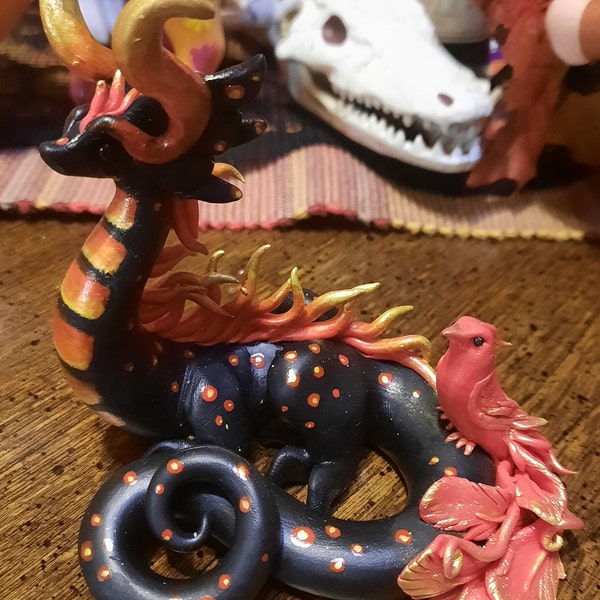 Miniature Polymer Clay Dragon Sculpture Red Toadstools - Etsy