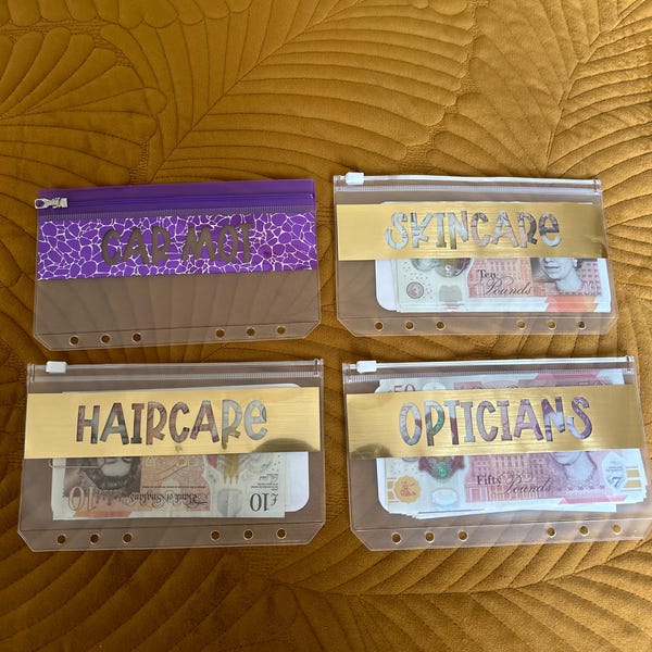 A6 White Divider Envelopes, Minimalist Tabbed Cash Wallets, Set of 5 ...