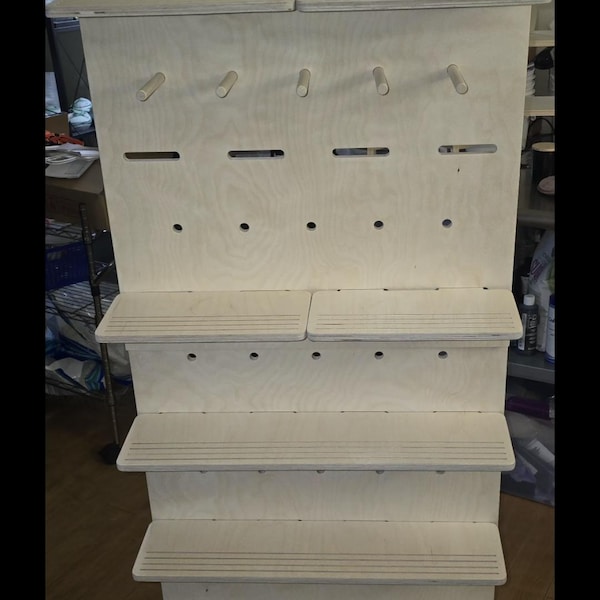 Summit Floor Display Stand – Handmade Wood Rack With Shelves & Pegs ...
