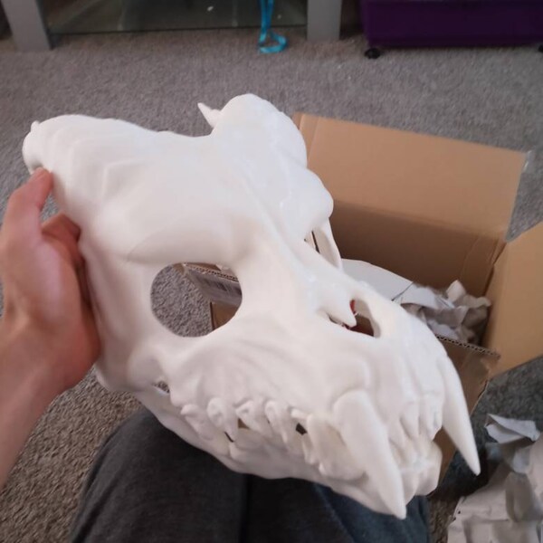 Cosplay Horned Skull Mask Skulldog Mask Fursuit Furry Canine Animal ...