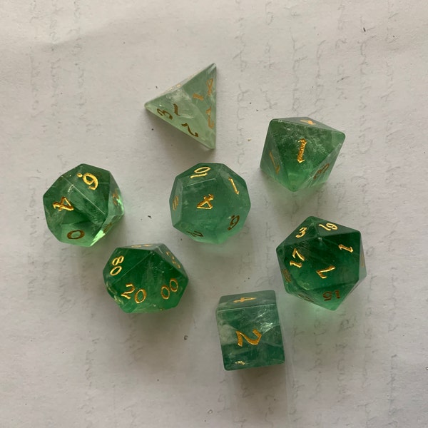 Green Fluorite Gemstone Dice (chlorophane) Hand Carved Polyhedral Dice ...
