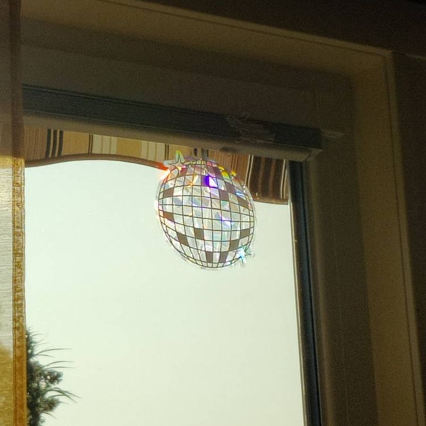 Disco Ball Rainbow Sun Catcher, Sticker, Disco Ball Sticker, Rainbow ...