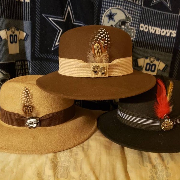 12 Inch Custom Feathers Stetson Lowrider Fedora Cowboy Hat Hand Painted ...