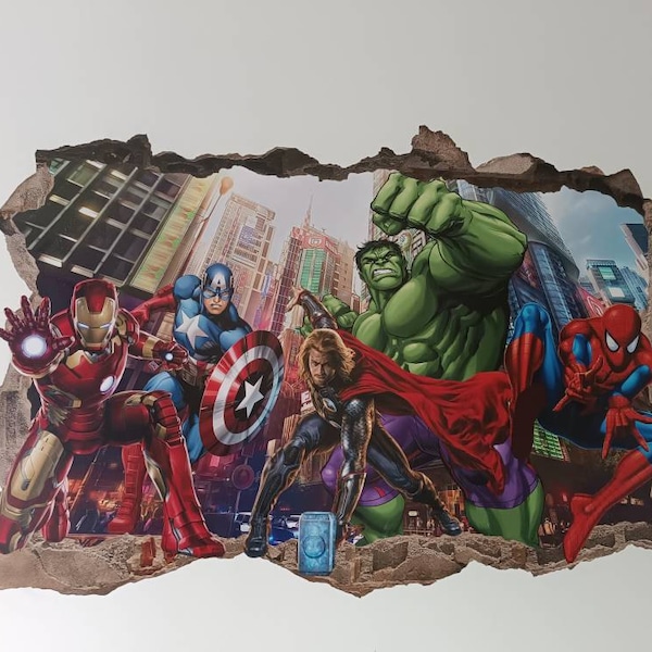 Superheroes Avengers Spiderman Hulk Ironman Wall Sticker Decal Mural ...