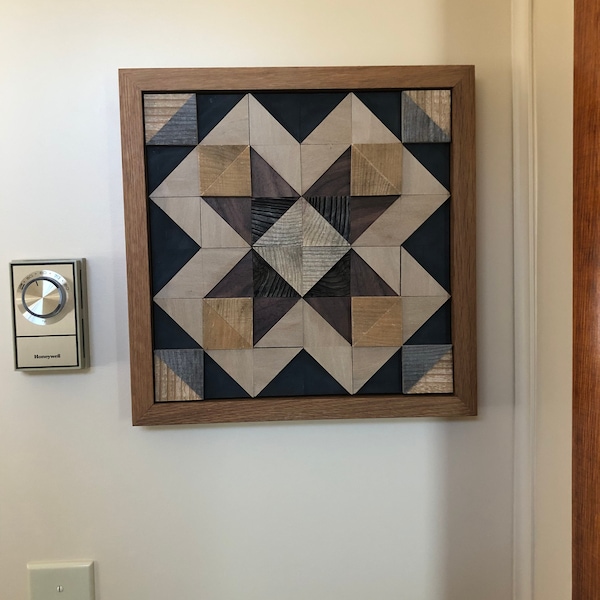 Wood Block Wall Art/small Wood Quilt Square/wall Decor Barnwood Quilt ...
