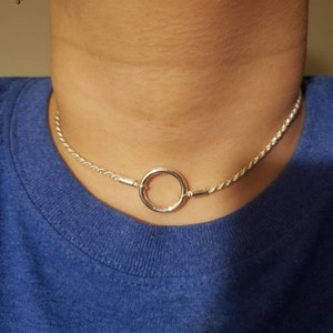 MICRO Solid 925 Sterling Silver Neck Cuff with O | Etsy