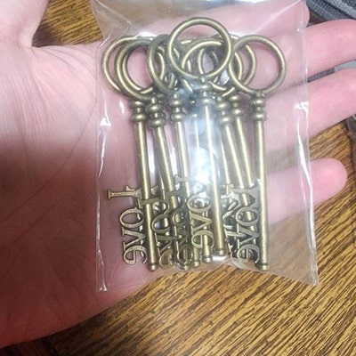 12 Large Skeleton Key Collection Antiqued Brass Double Sided - Etsy