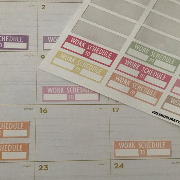 WORK SCHEDULE Stickers - Pastels. Planner Stickers. Calendar Stickers ...