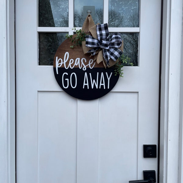 Please Go Away Door Hanger | 14” Sign for Front Door | Funny Door ...