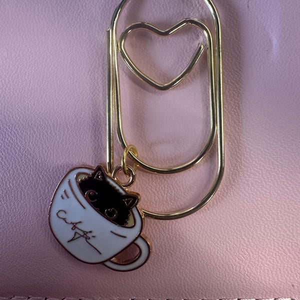 Cute Cat Paper Clips With Charm, Cat Themed Paperclip Bookmark - Etsy