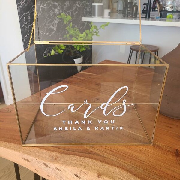 Custom Card Box Vinyl Decal Sticker for Wedding Cards Sign, Rose Gold ...