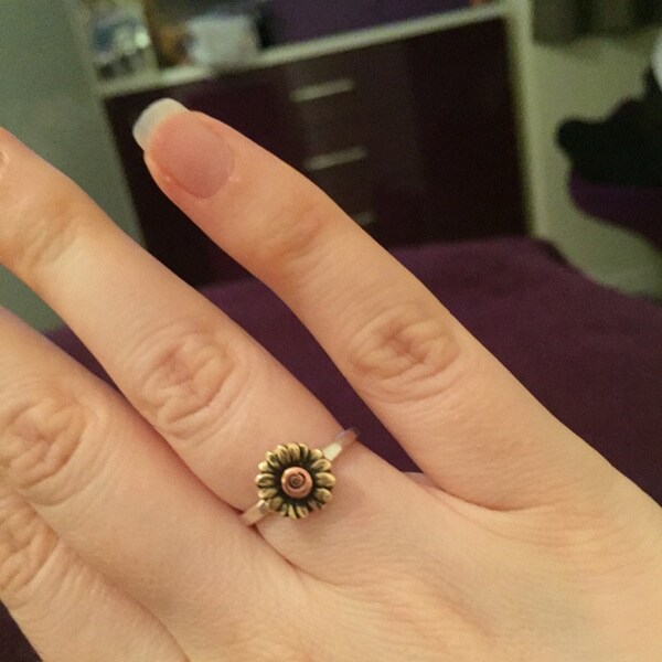 Sunflower Ring, Stack Ring, Flower Stack Ring, Flower Ring, Silver Stack Ring, Sunflower Stack ...