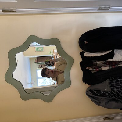 Wavy Concrete Mirror, Artistic Irregular Rock Mirror, Organic Home ...