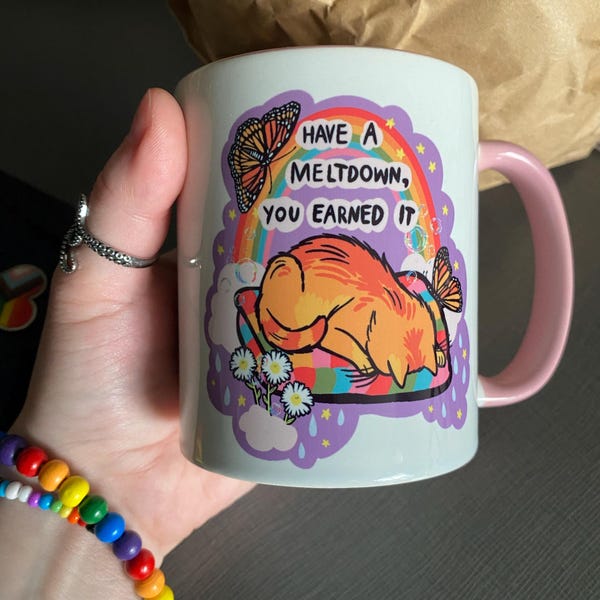 Funny Cat Mug Cat Themed Gift Unhinged Mental Health Mug Cute Gift for ...