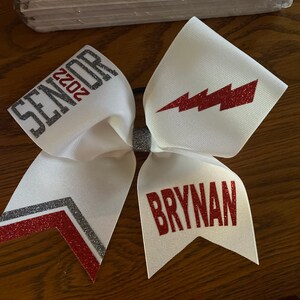 Glitter Cheer Bow with striped tail Cheer cheerleading bows | Etsy