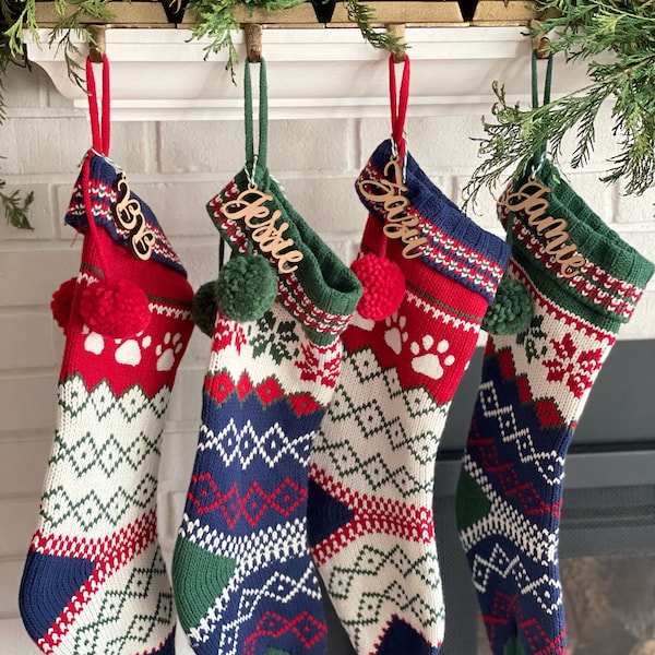 Stocking Tags Wooden Names for Stocking, Christmas Stockings ...