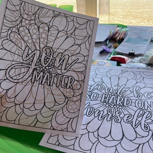 Positive Affirmation Coloring Bookmarks set of 12, Printable ...