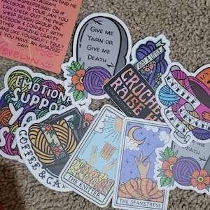 Funny Crochet the Knitter Vinyl Sticker, Knitting Gift, Knit Life Tarot ...