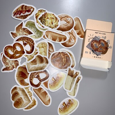 46 Pcs Pastry Sticker, Waffles Sticker Pack, Bread Stickers, Scrapbook ...