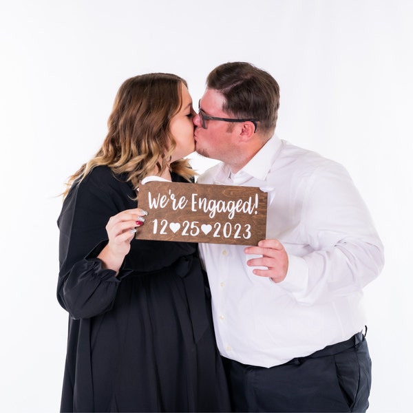 We're Engaged With Your Date - Wood Wedding Sign - Custom Wood Sign ...
