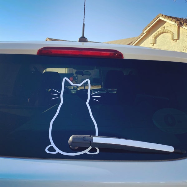 Kitty Cat Windshield Wiper - Di Cut Decal - Home/laptop/computer/truck ...